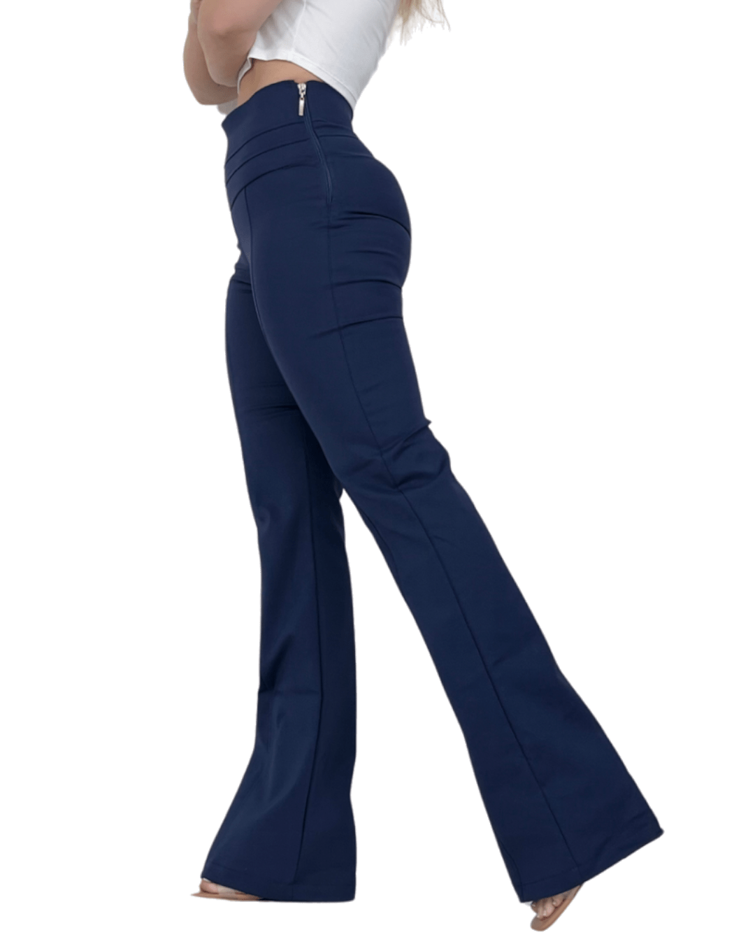 Calça Flare Cintura Alta Azul Marinho